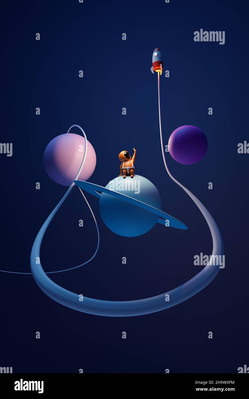 Waving Astronaut In Rocket