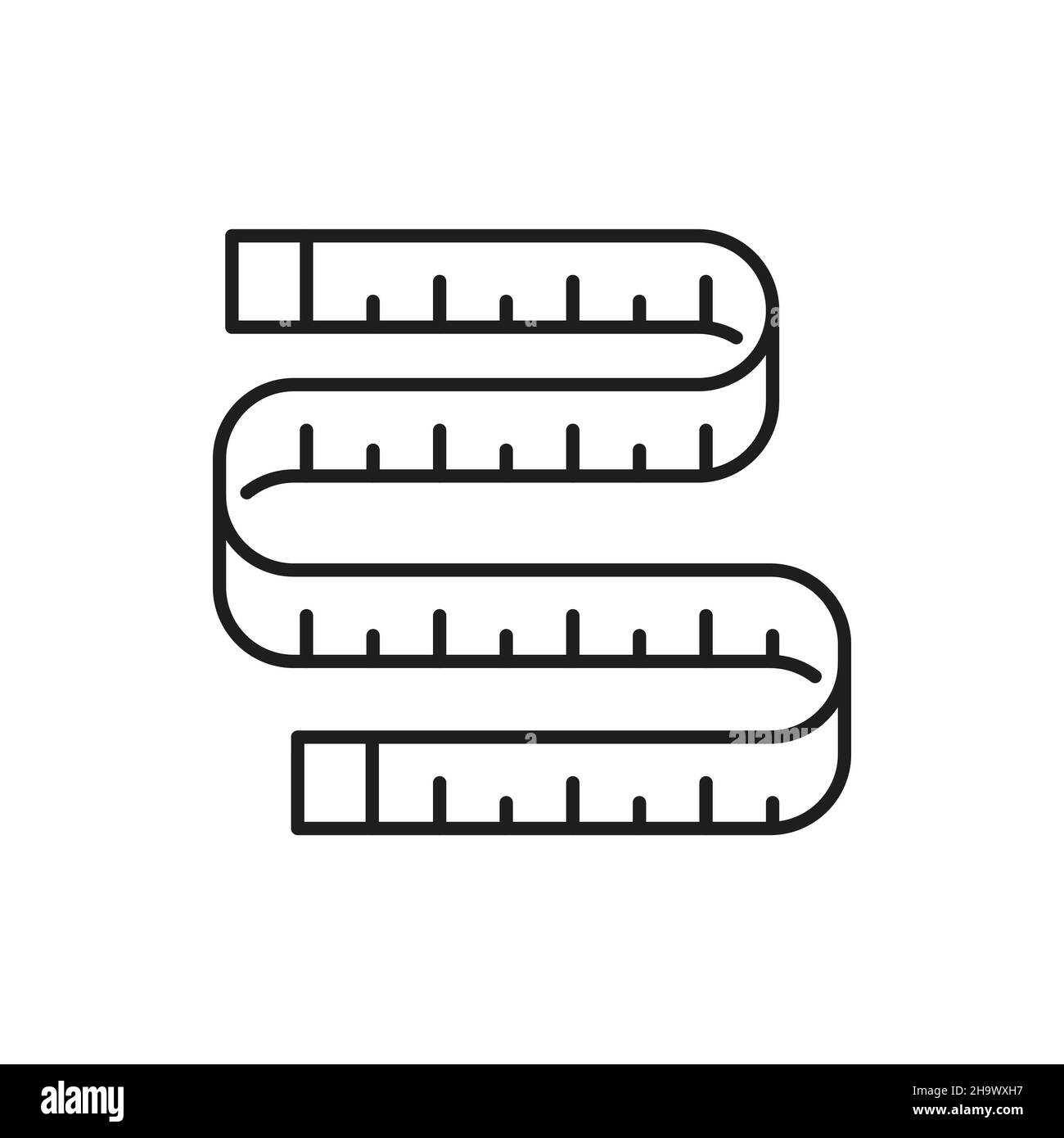 Measure tape outline icon, weight control thin line symbol. Weight loss ...