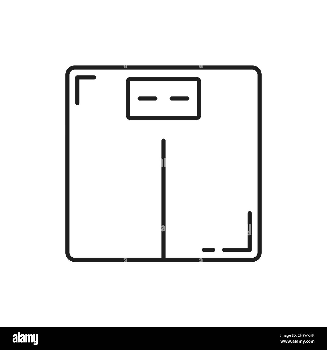 Scales outline icon, weight control thin line pictogram. Body exercise ...