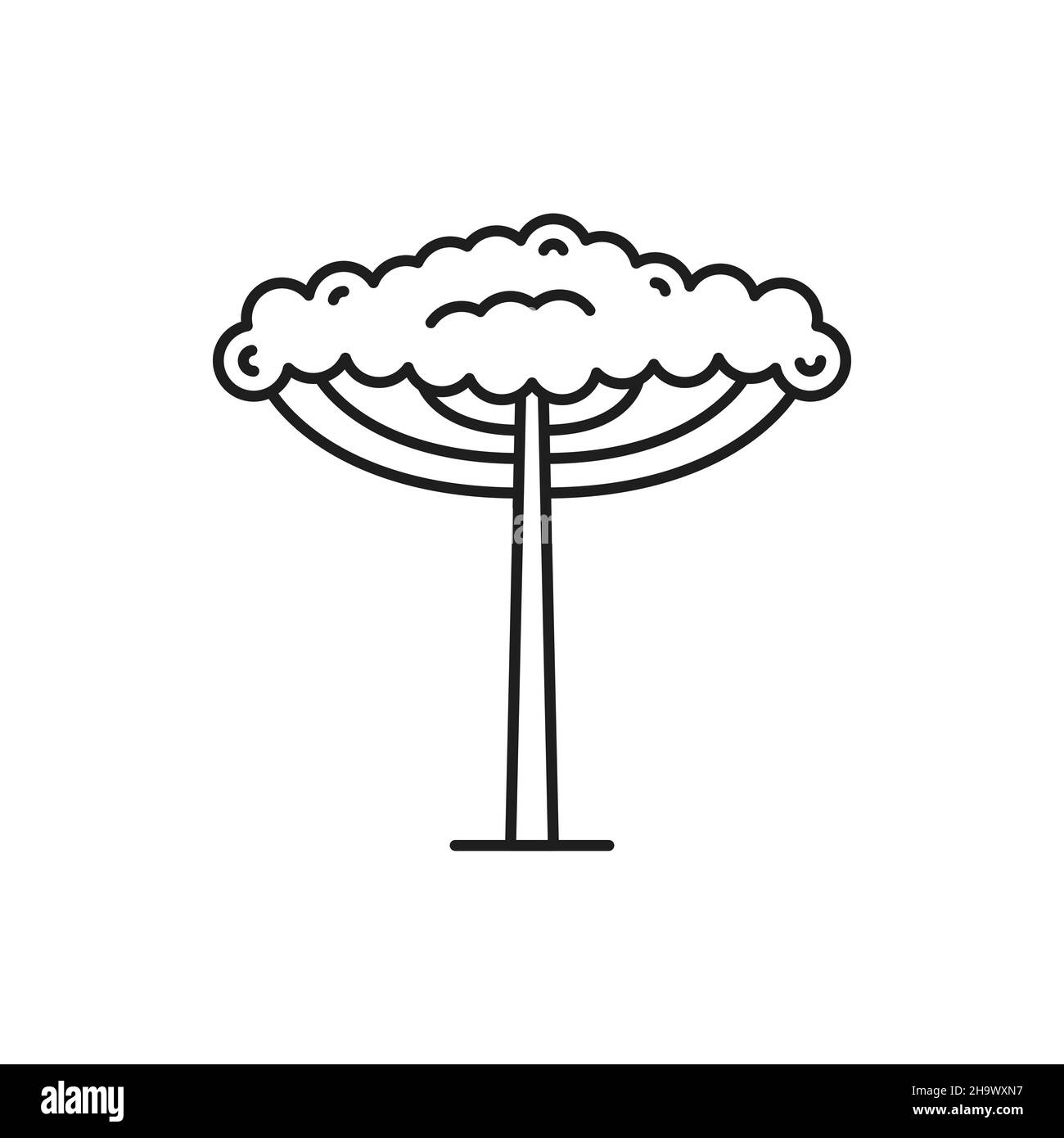 Socotra dragon blood tree with upturned crown isolated outline icon ...