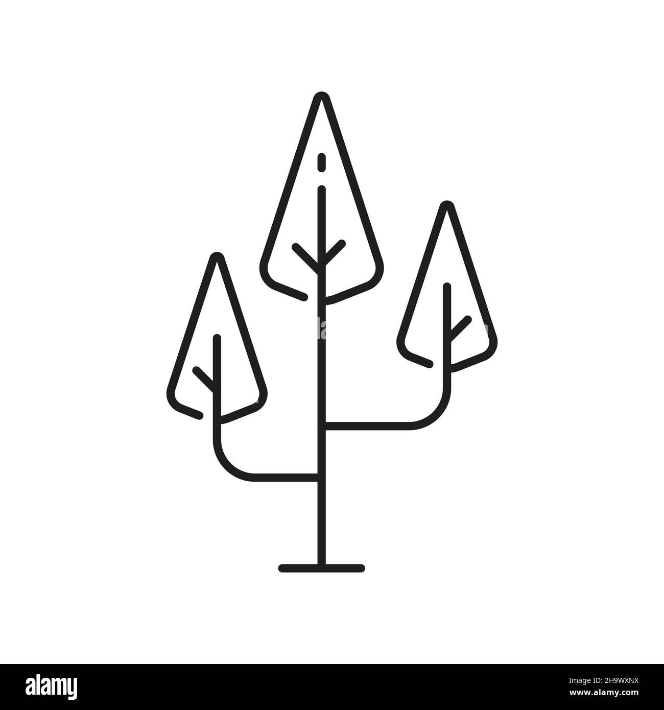 Abstract tree forest plant with triangle shape crown isolated thin line ...