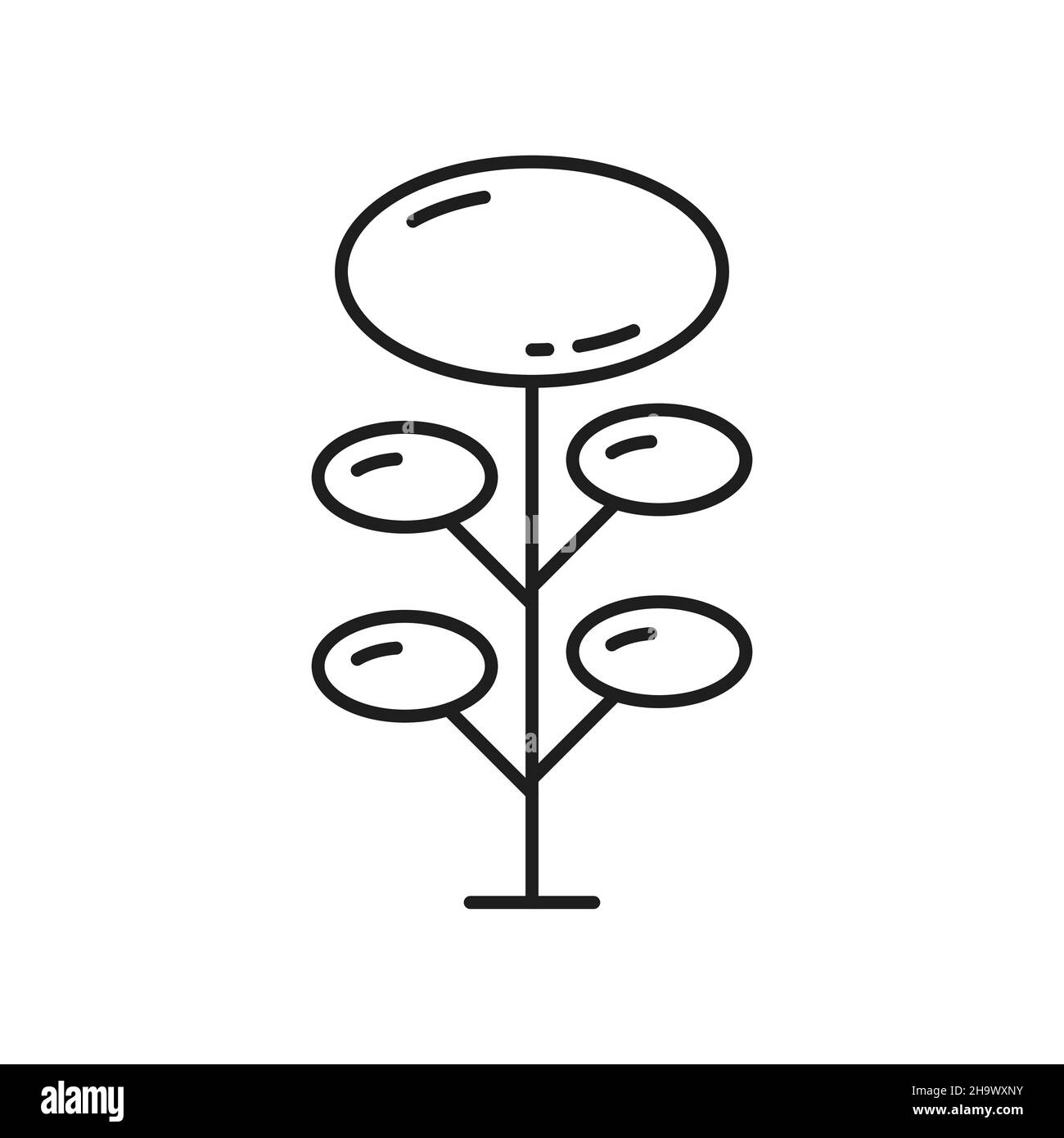 Tree of geometric oval shapes and thin lines isolated outline icon ...