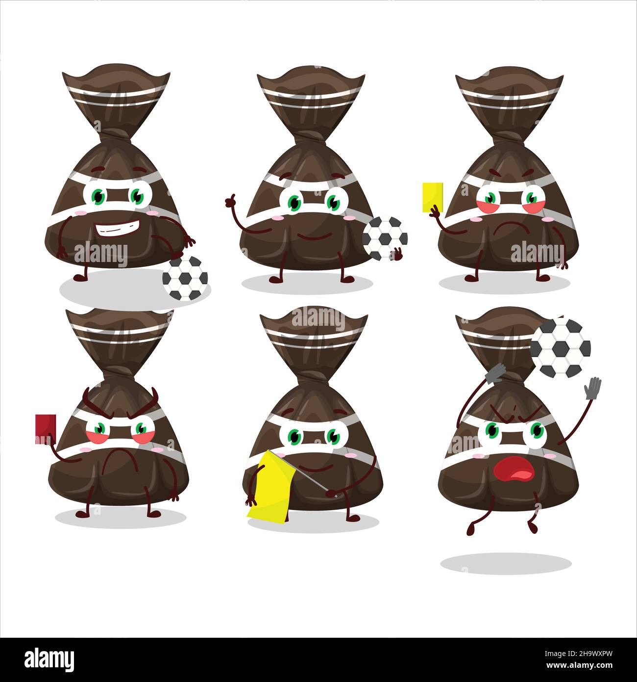 Chocolate Candy Wrappers Cartoon Character Working As A Football