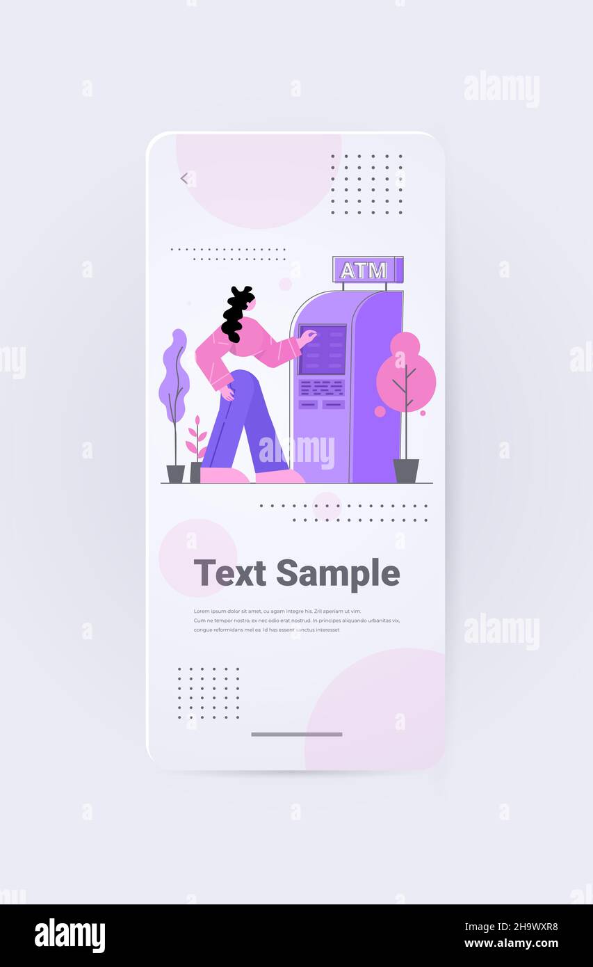 Woman withdrawing cash at an atm Stock Vector Images - Alamy