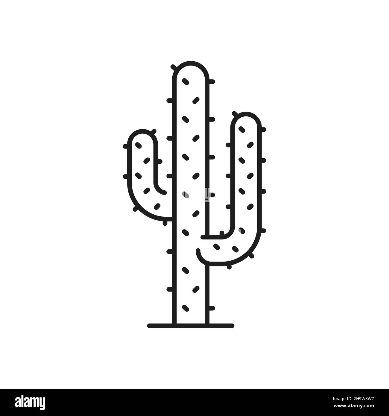 Mexican giant cardon prickly cacti isolated thin line icon. Vector ...