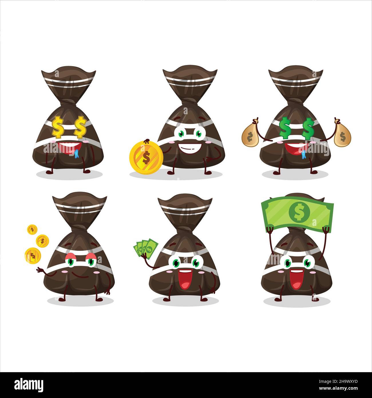 Chocolate candy wrappers cartoon character with cute emoticon bring ...