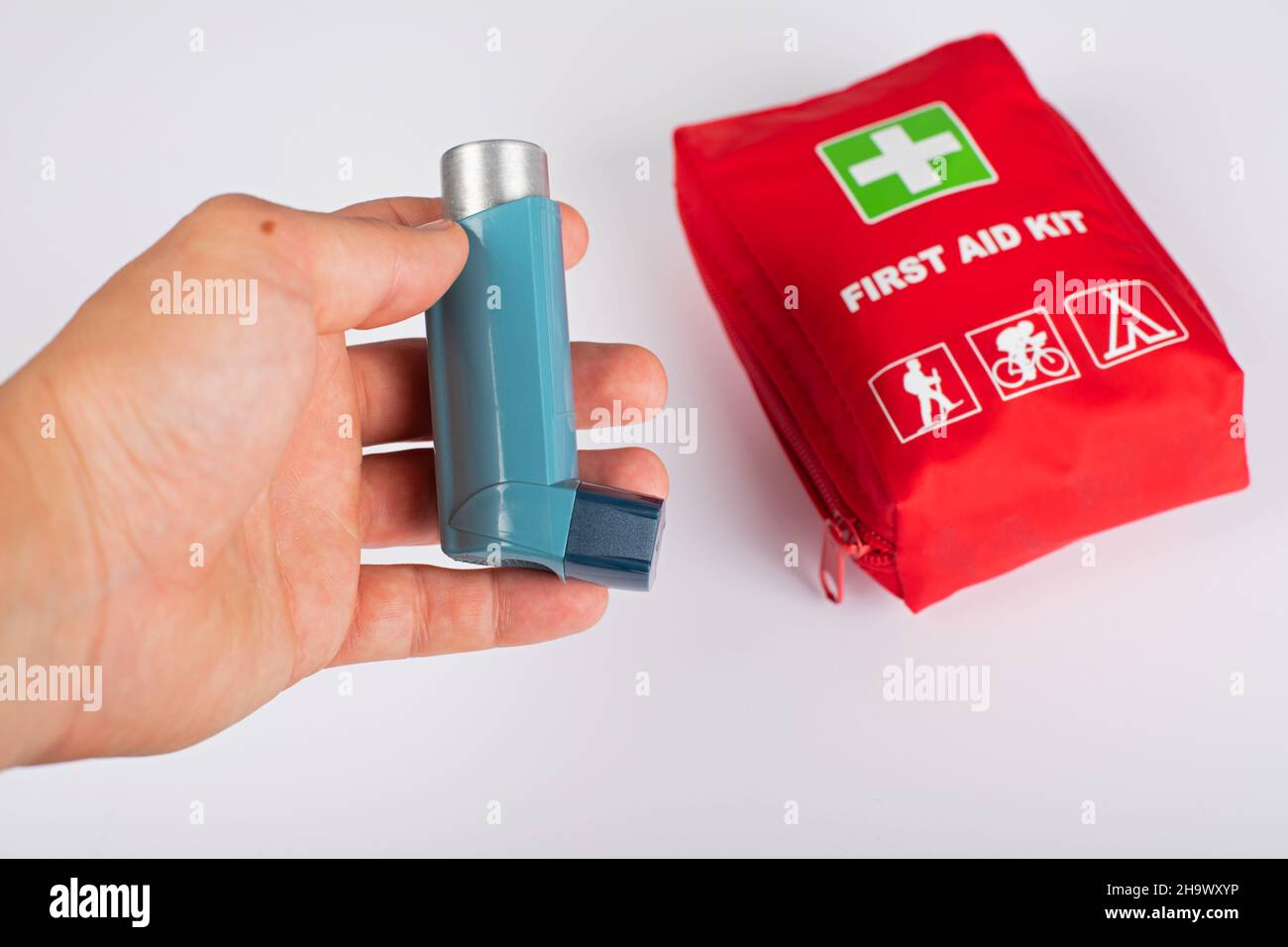 Top view of a first aid medical kit on white background Stock Photo - Alamy