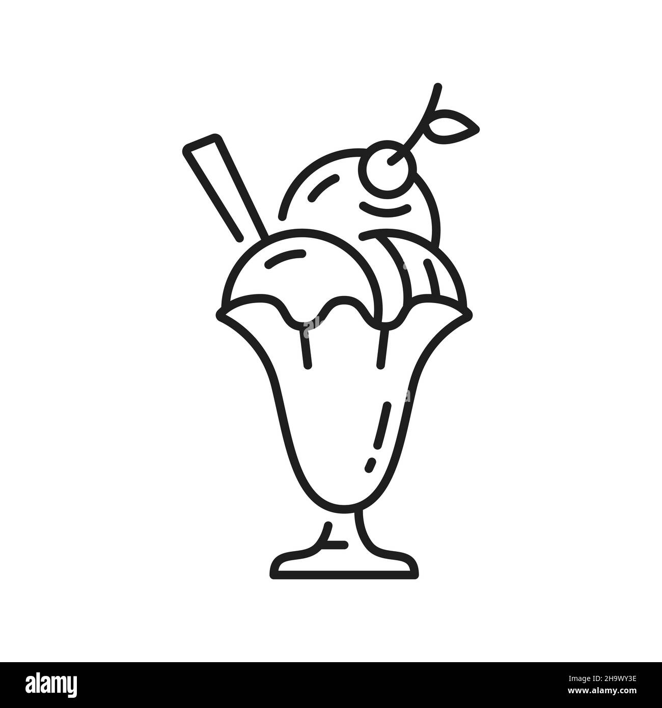Ice Cream Sundae Outline Hand Drawn Sundae Ice Cream PNG & SVG Design