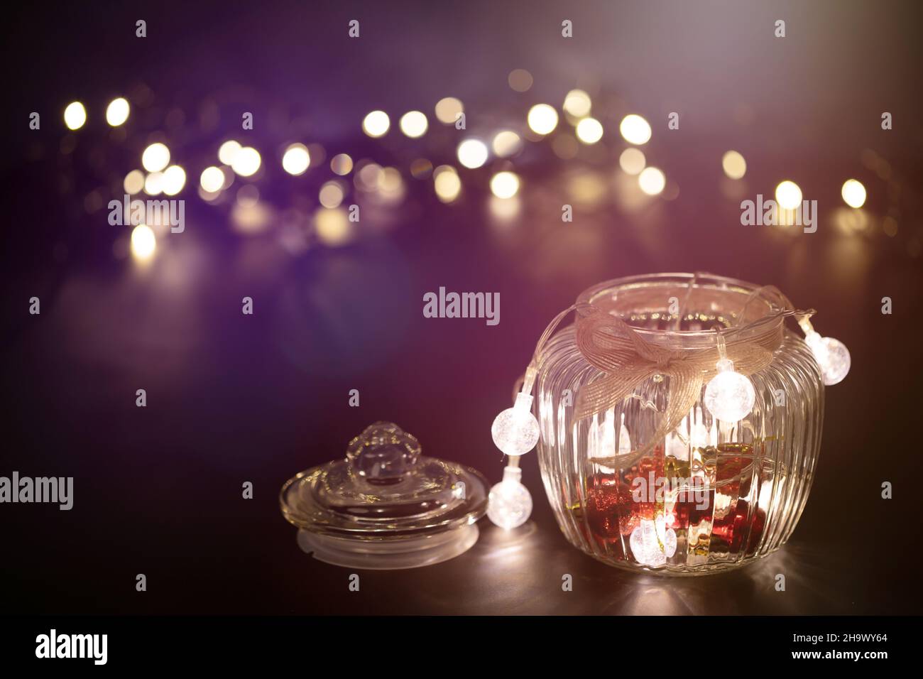 Christmas moody style background with candy jar and Christmas ...