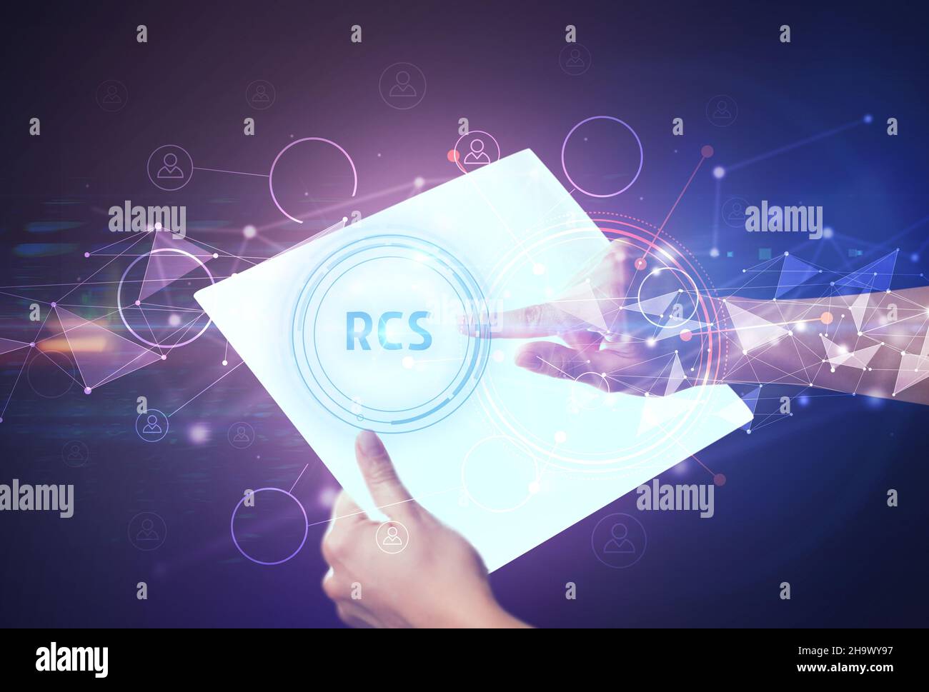 Hand holdig futuristic tablet concept Stock Photo - Alamy