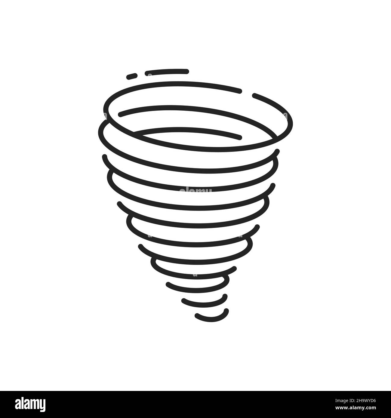 Tornado thin line icon isolated hurricane outline sign. Vector tropical ...