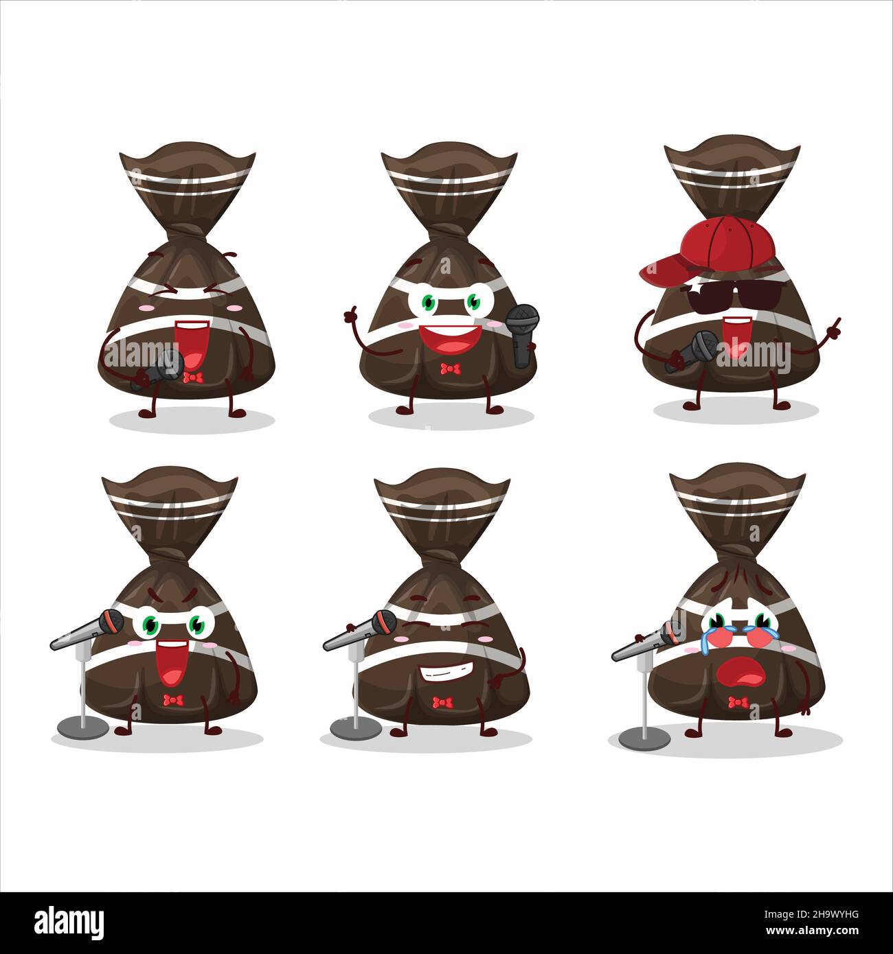 A Cute Cartoon design concept of chocolate candy wrappers singing a ...