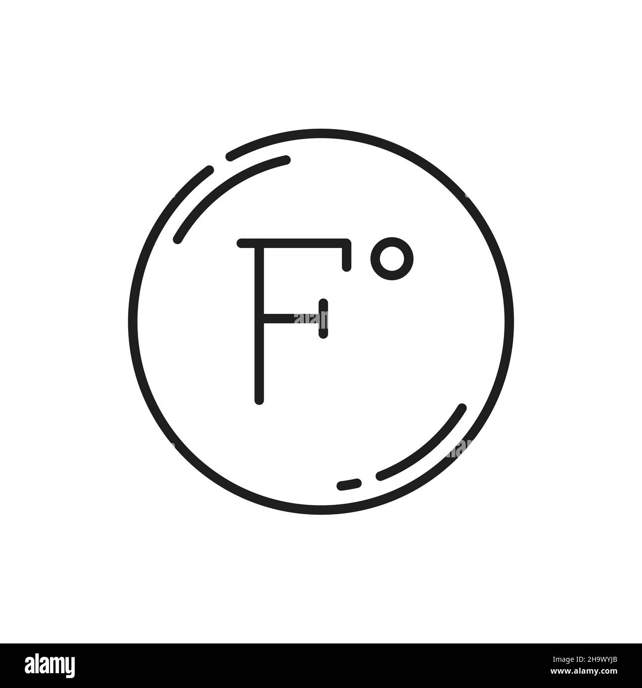 Meteorology symbol isolated fahrenheit sign in round circle. Vector ...