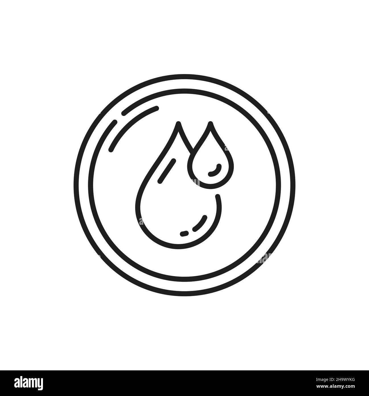 Defrost sign, freezing water, drop with water drops isolated outline ...