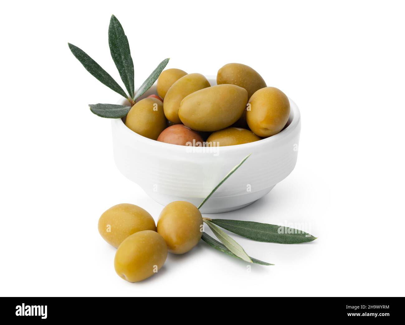 Bowl of olives isolated on white background Stock Photo - Alamy