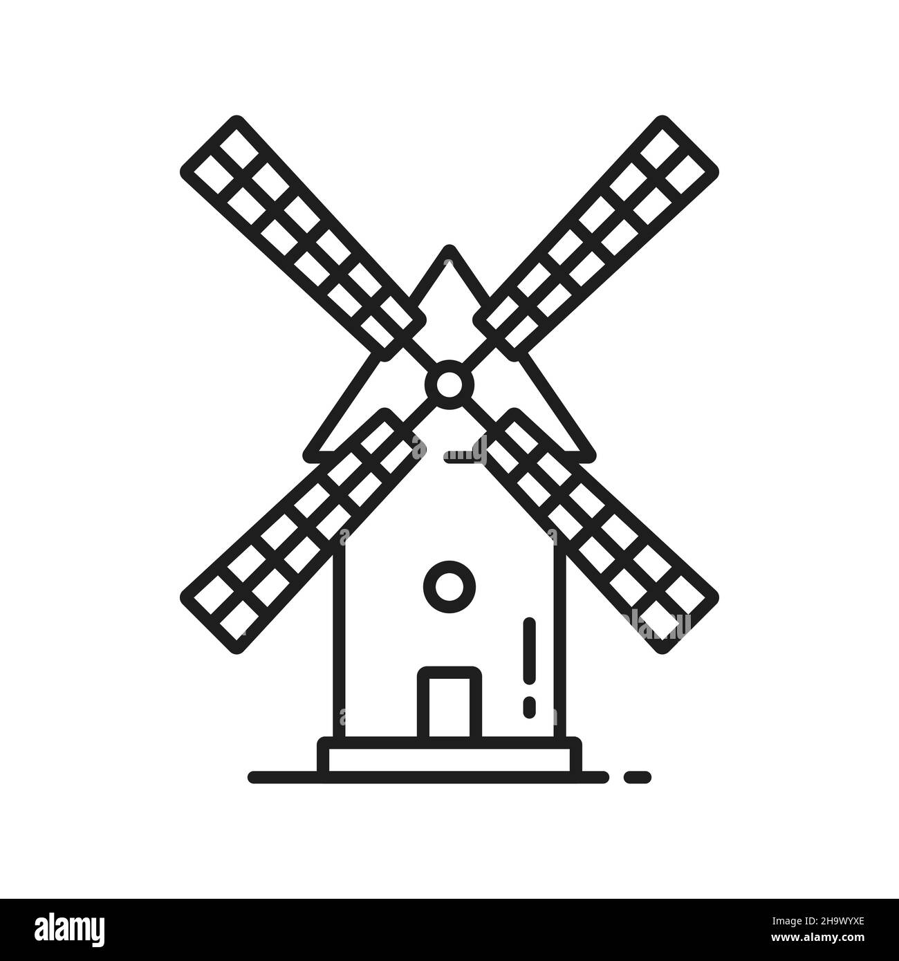 German landmark retro windmill isolated outline icon. Vector rural ...