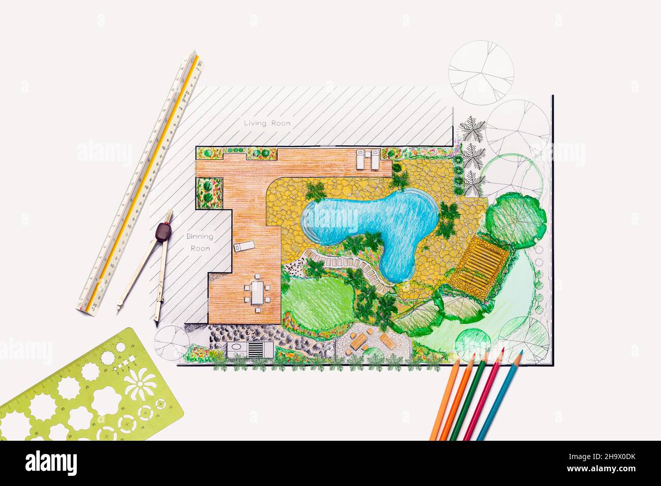 Layout plan of garden drawing hi-res stock photography and images - Alamy