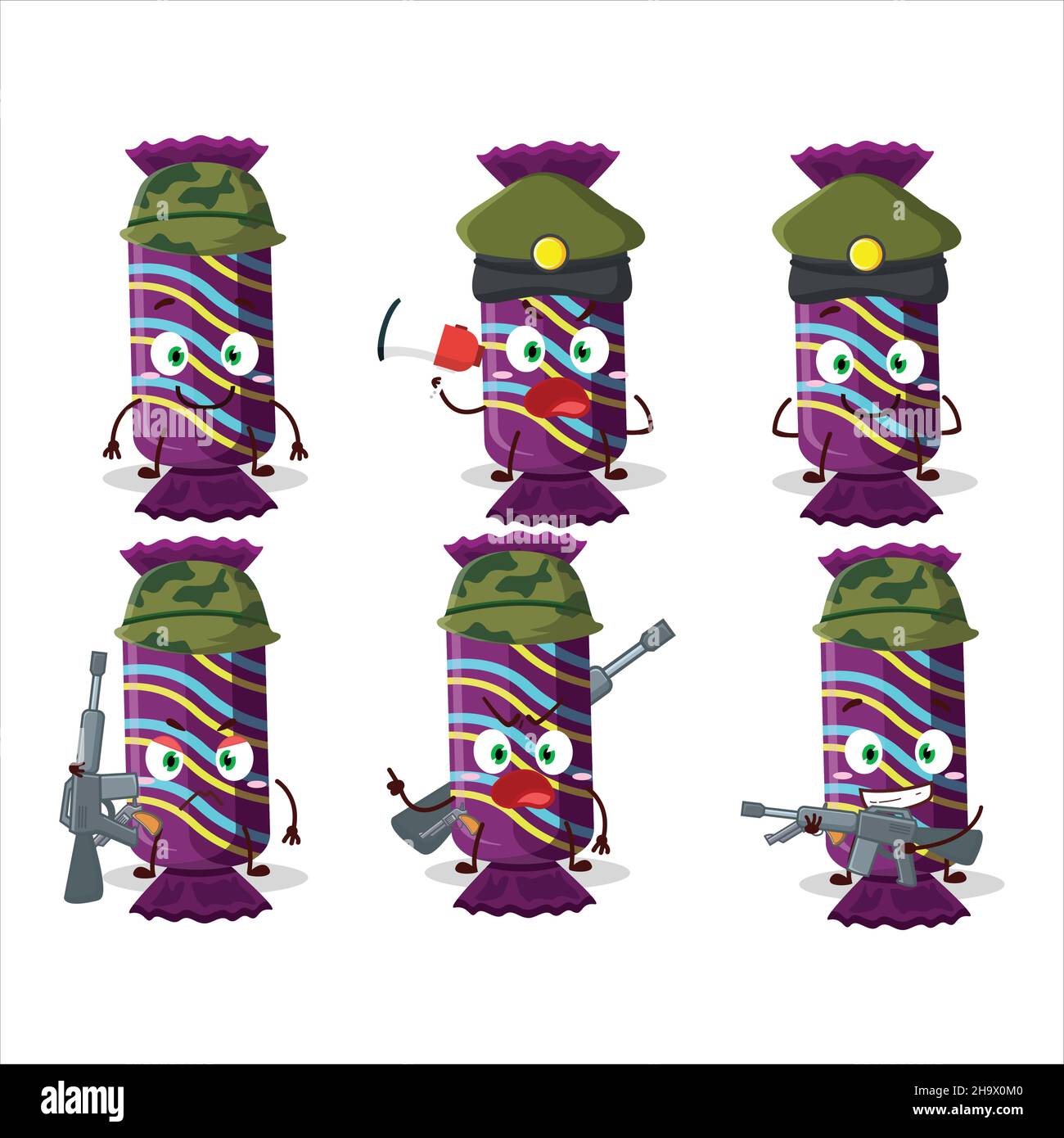 A charming soldier purple long candy package cartoon picture bring a ...