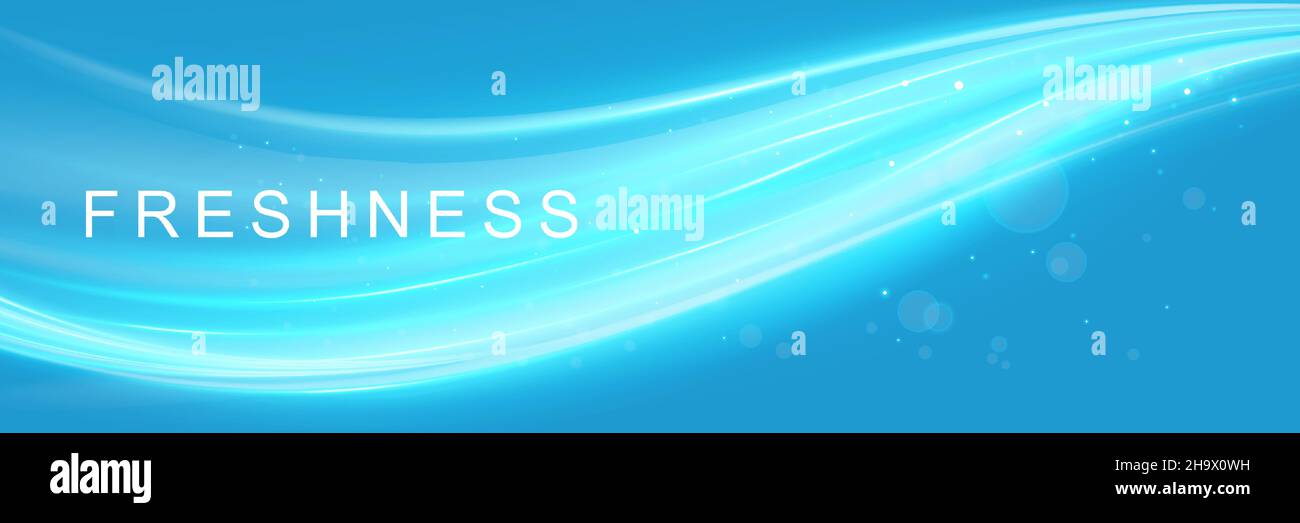 Blue waves showing a stream of clean fresh air. Modern wavy lines air ...