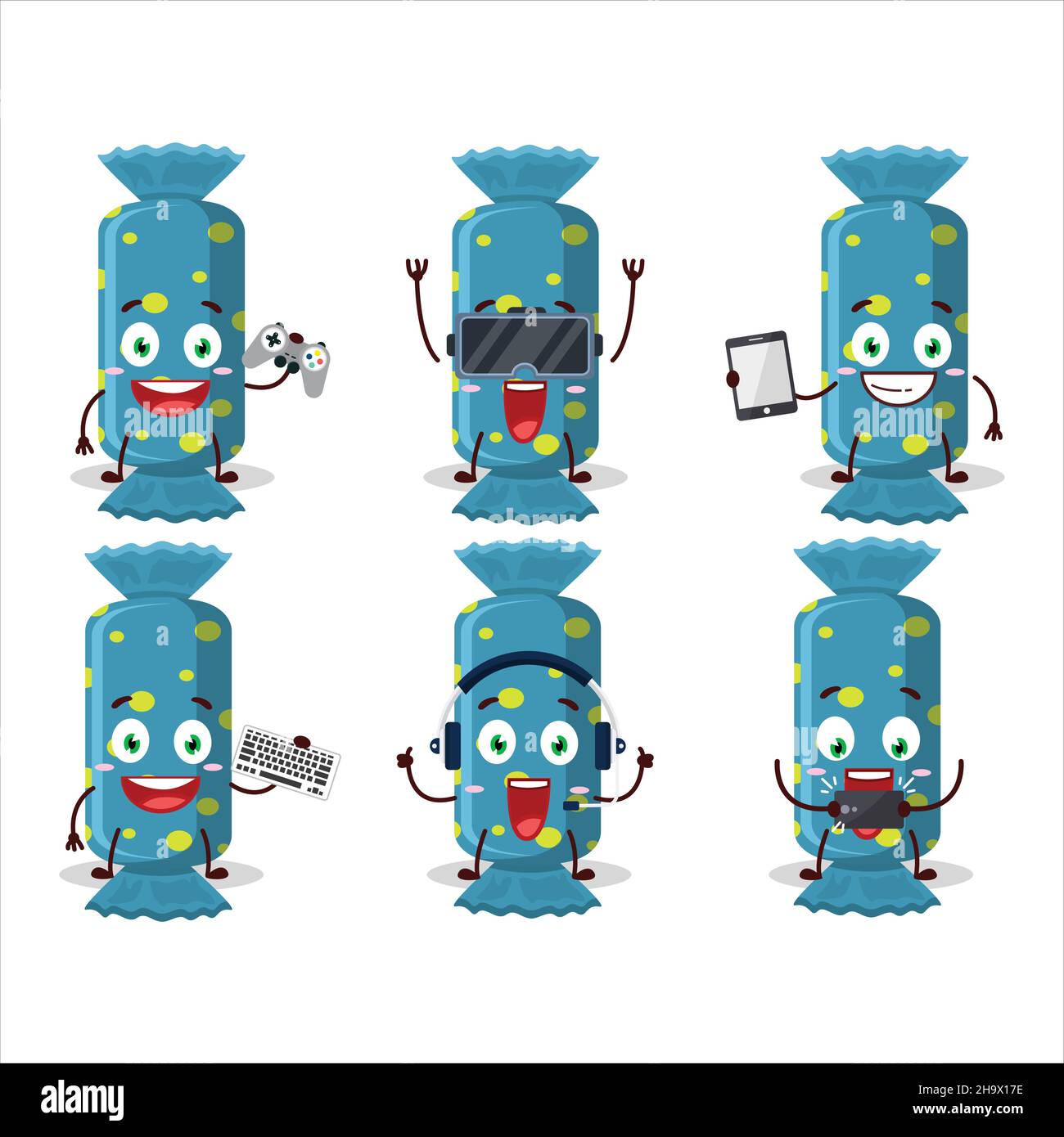 Ghost hunter cartoon blue long candy package character using camera ...