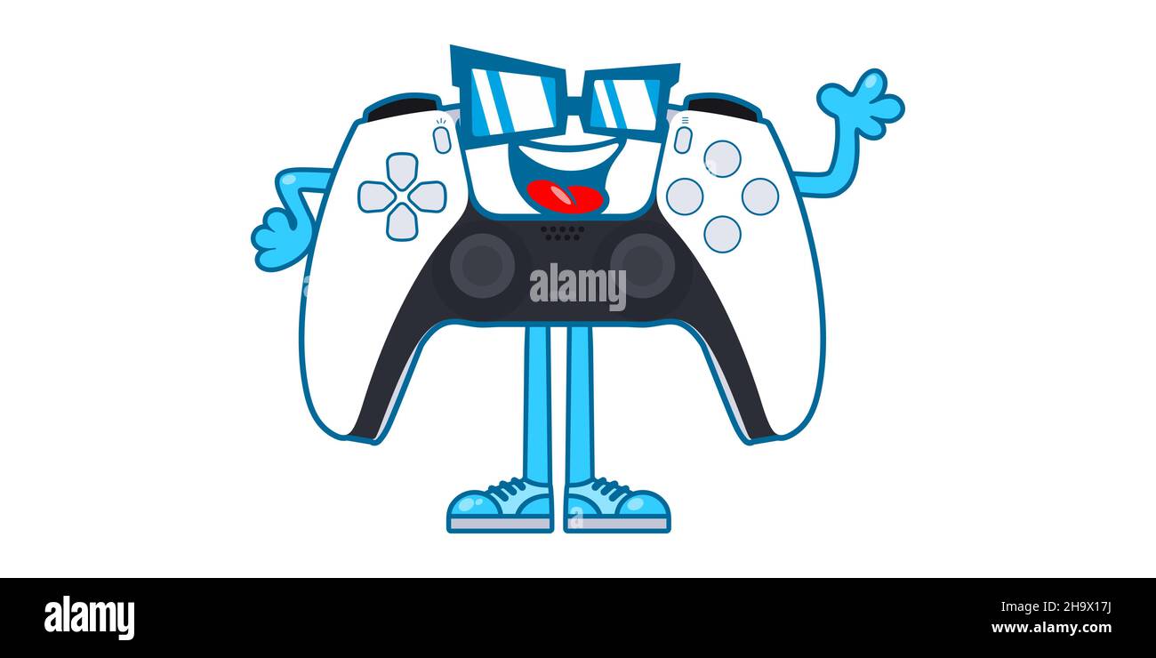 Simple Flat Gamepad Controller Cartoon Mascot Characters Vector ...