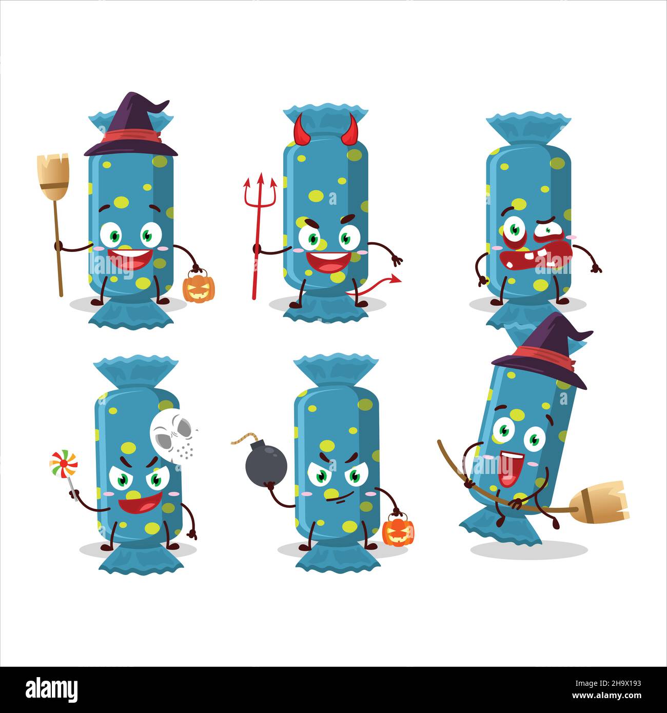 Blue long candy package cartoon character bring information board ...