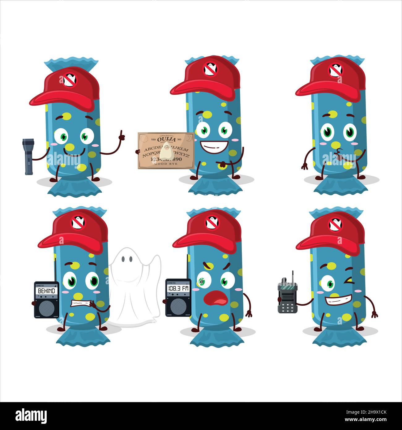 A Hacker blue long candy package character mascot with. Vector ...