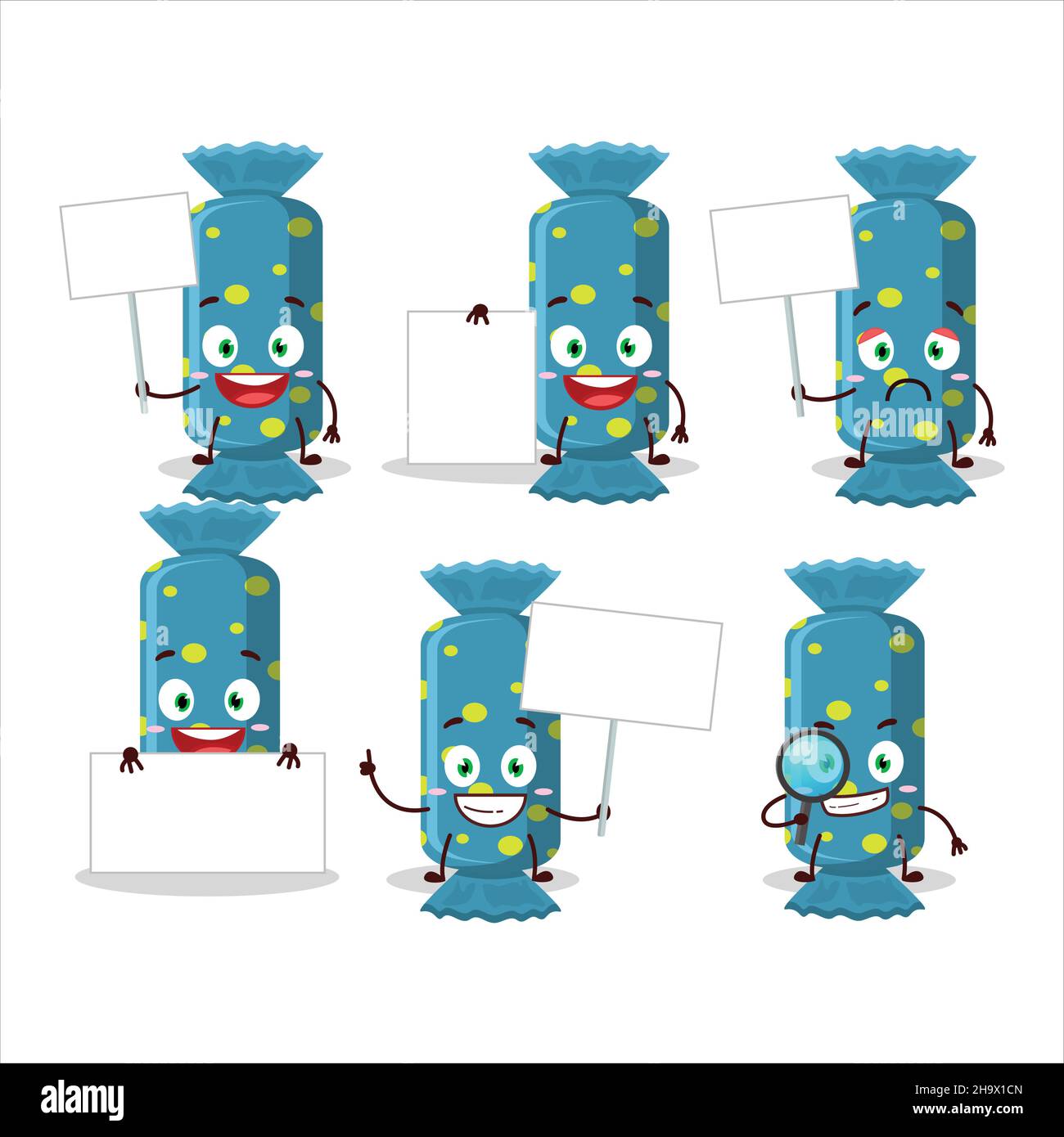 A Charismatic King blue long candy package cartoon character wearing a ...