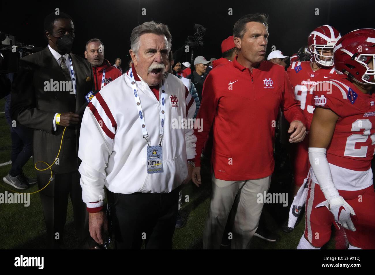 Mater Dei Monarchs coach Bruce Rollinson (left) and athletic director ...