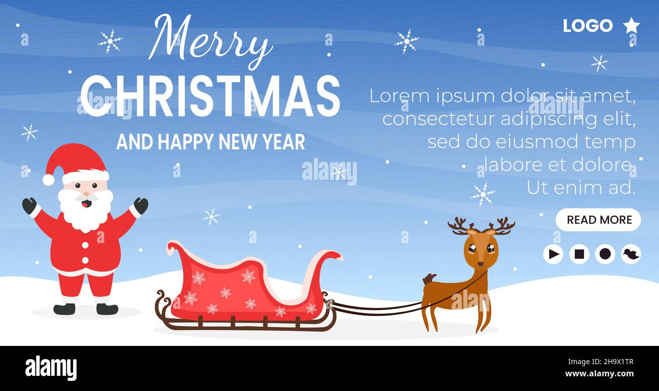 Merry Christmas Day Post Template Flat Design Illustration Editable of ...