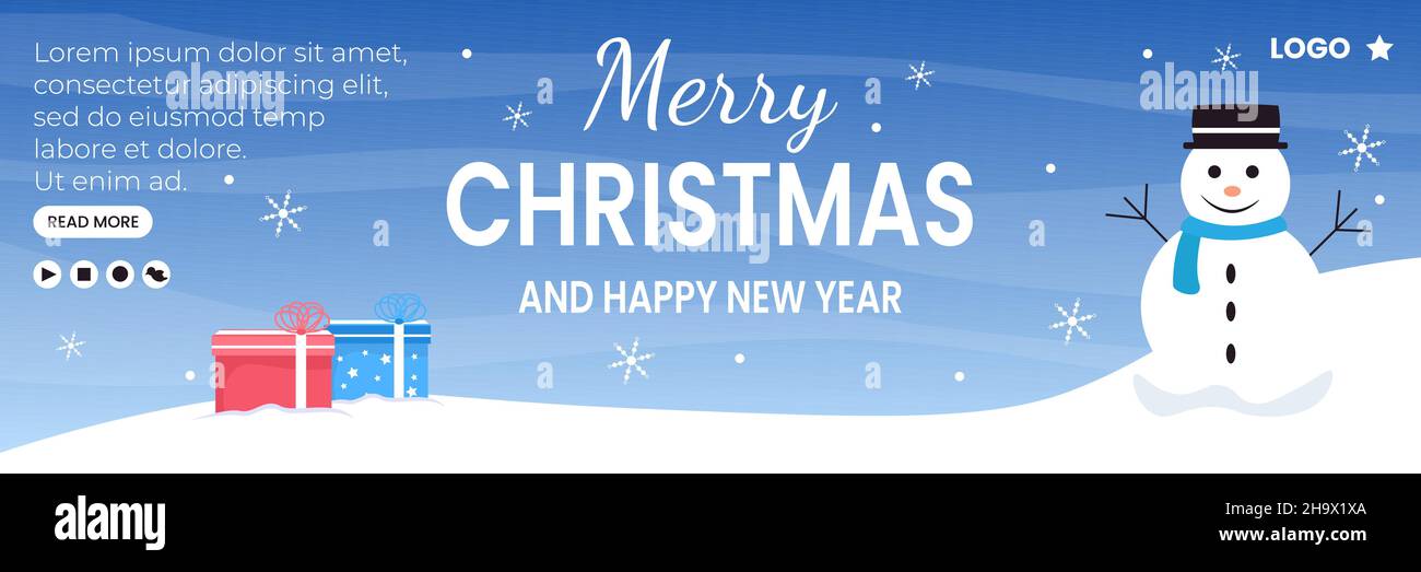 Merry Christmas Day Cover Template Flat Design Illustration Editable of ...