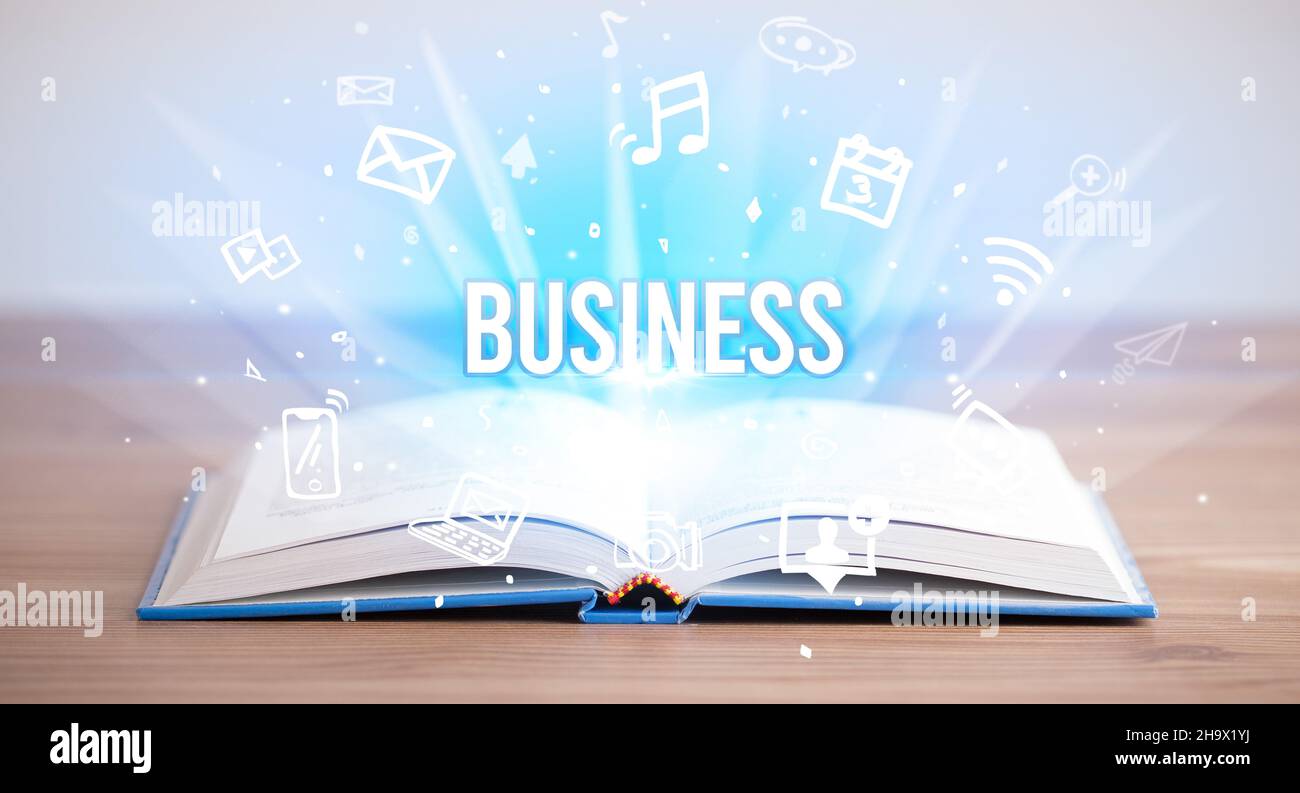 open book with business inscription Stock Photo - Alamy