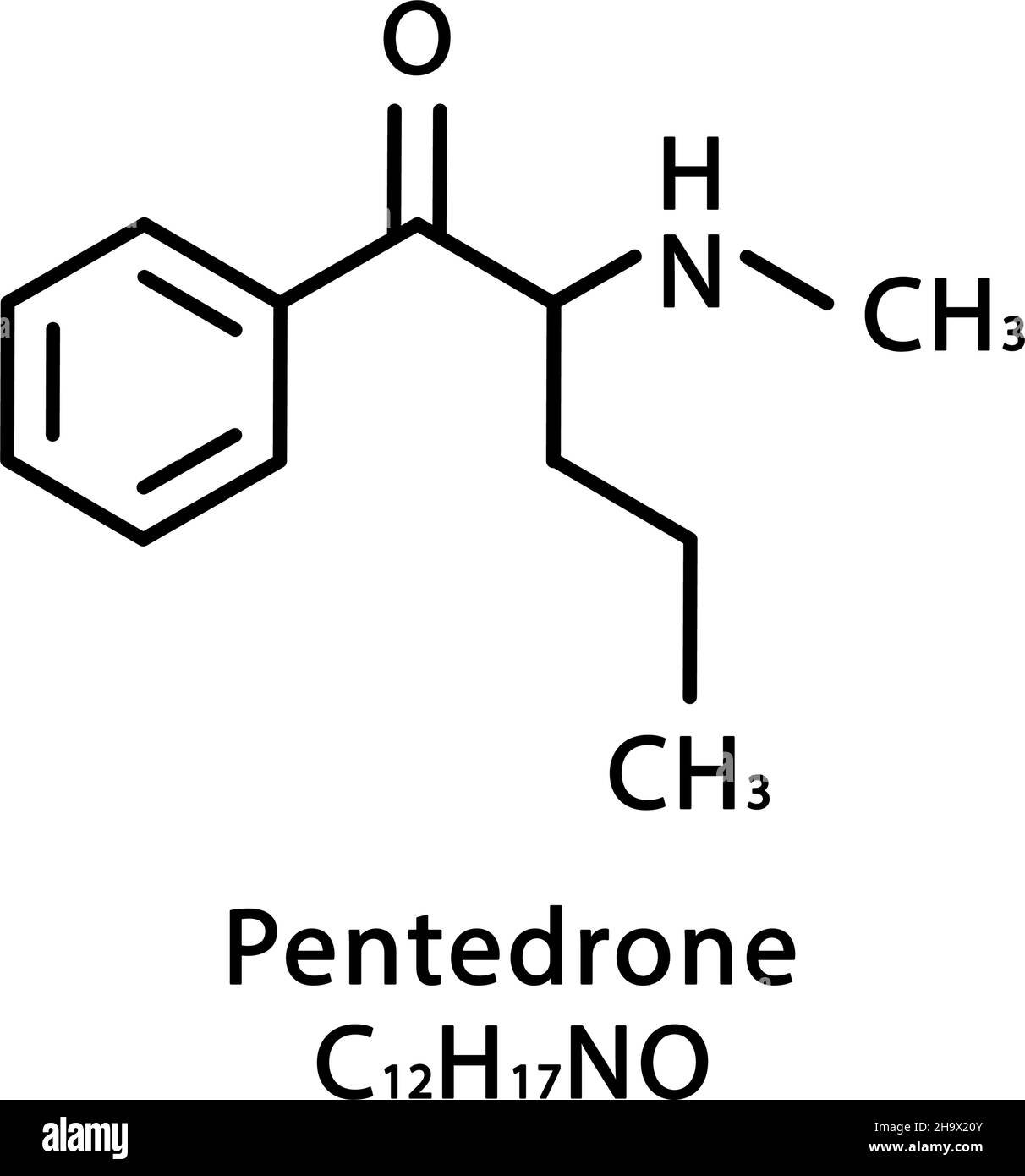Pentedrone molecular structure. Pentedrone skeletal chemical formula ...