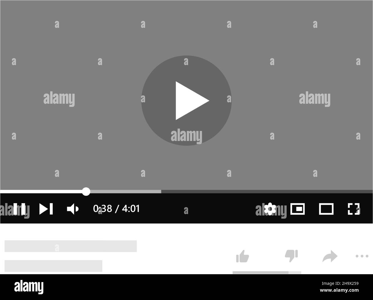 Video player with popular website design elements. Video interface ...