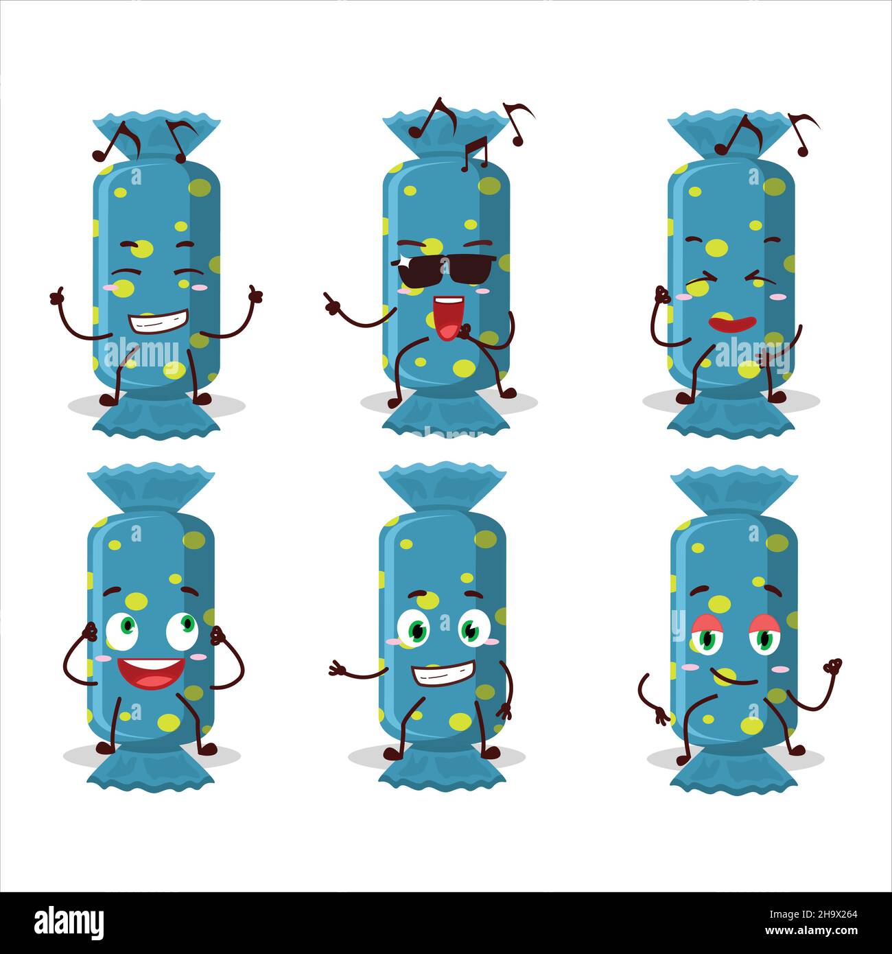 An image of blue long candy package dancer cartoon character enjoying ...