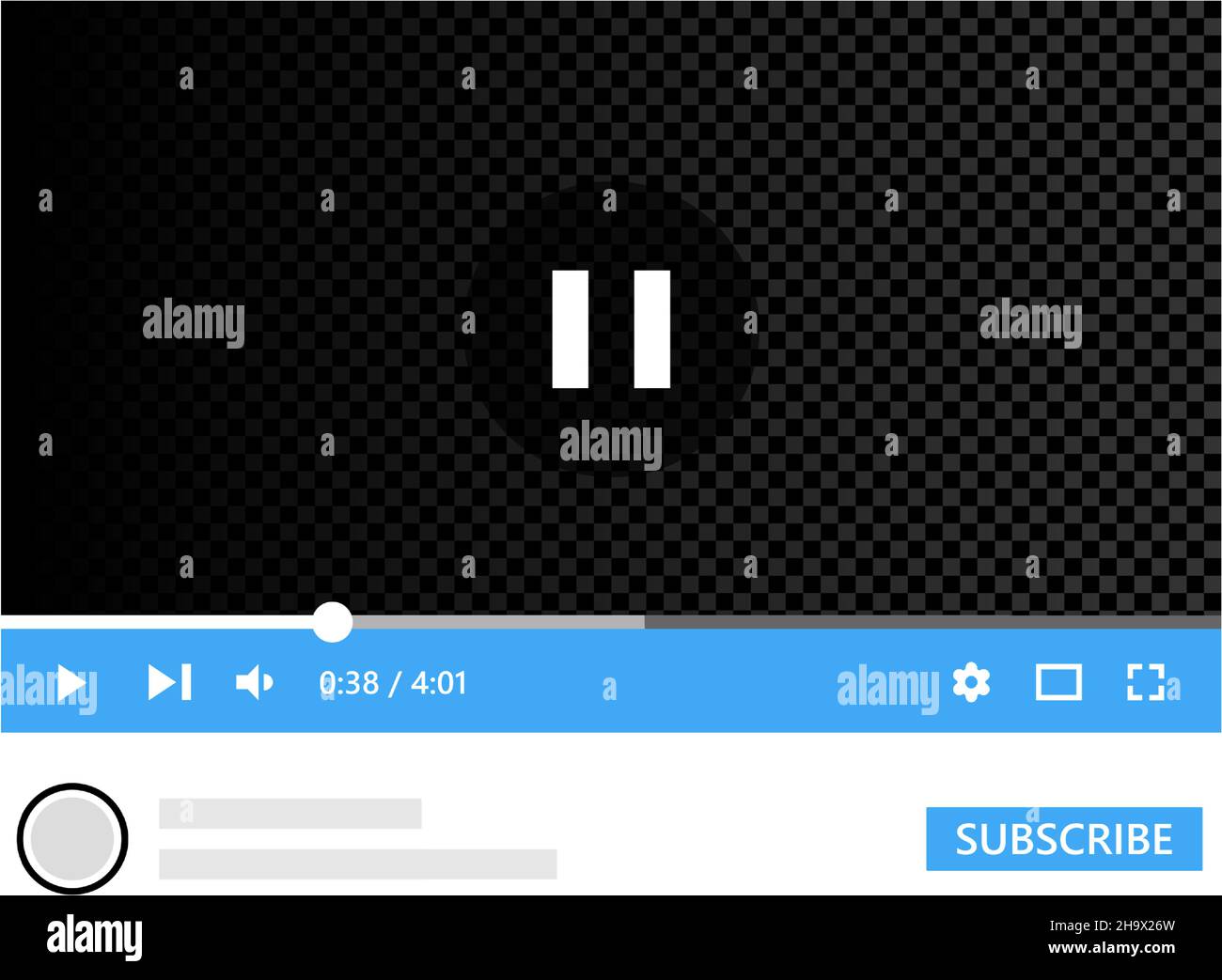 Video player interface with web subscribe design element. Multimedia player interface for ...