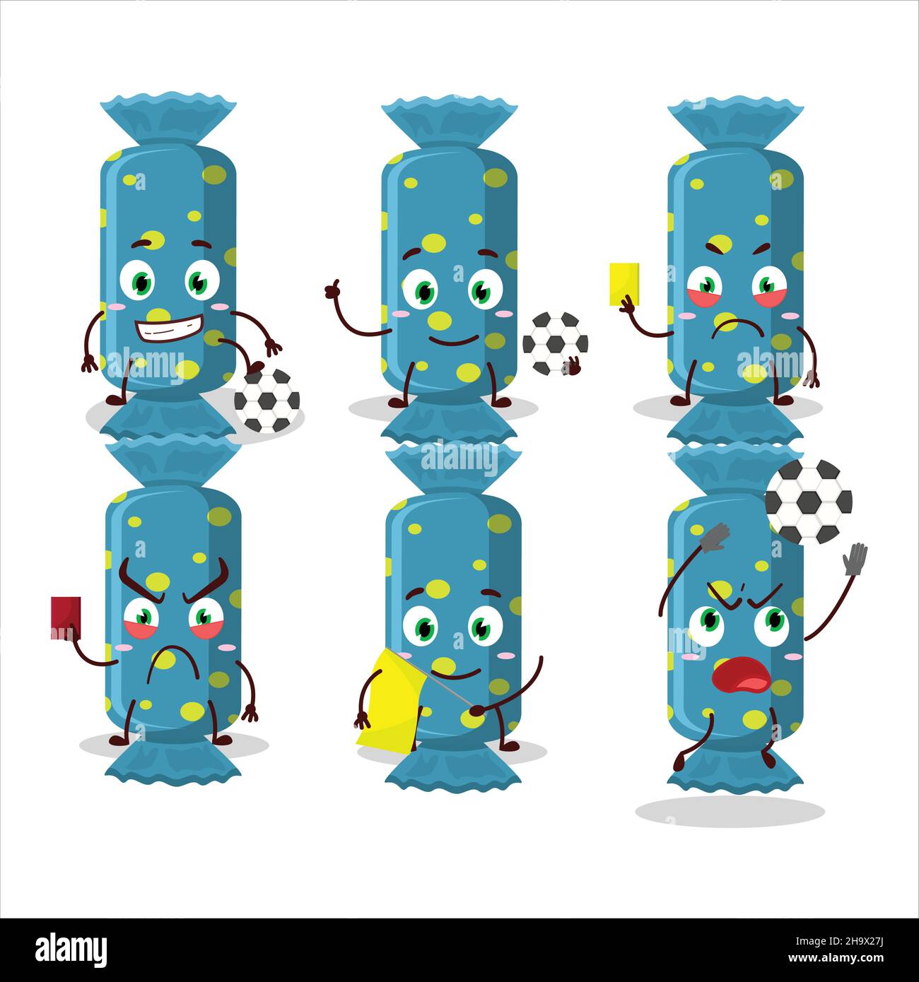 Blue long candy package cartoon character are playing games with ...