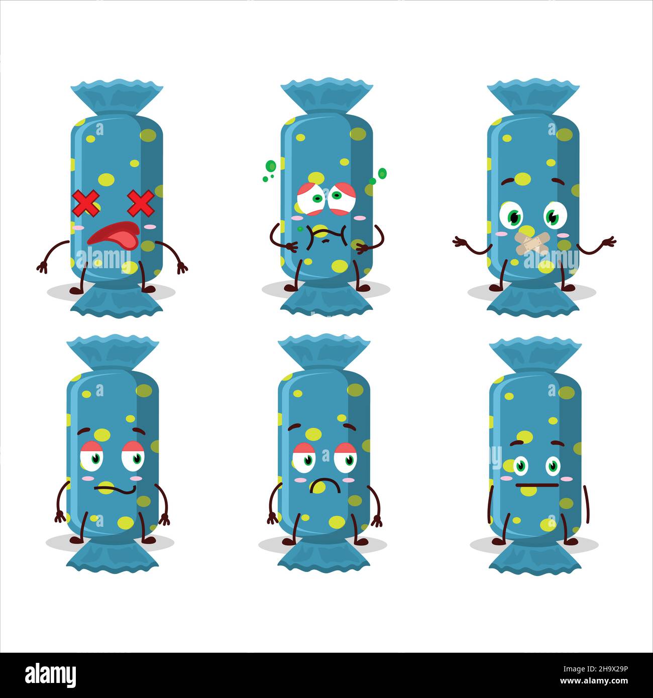 Blue long candy package cartoon character with nope expression. Vector ...