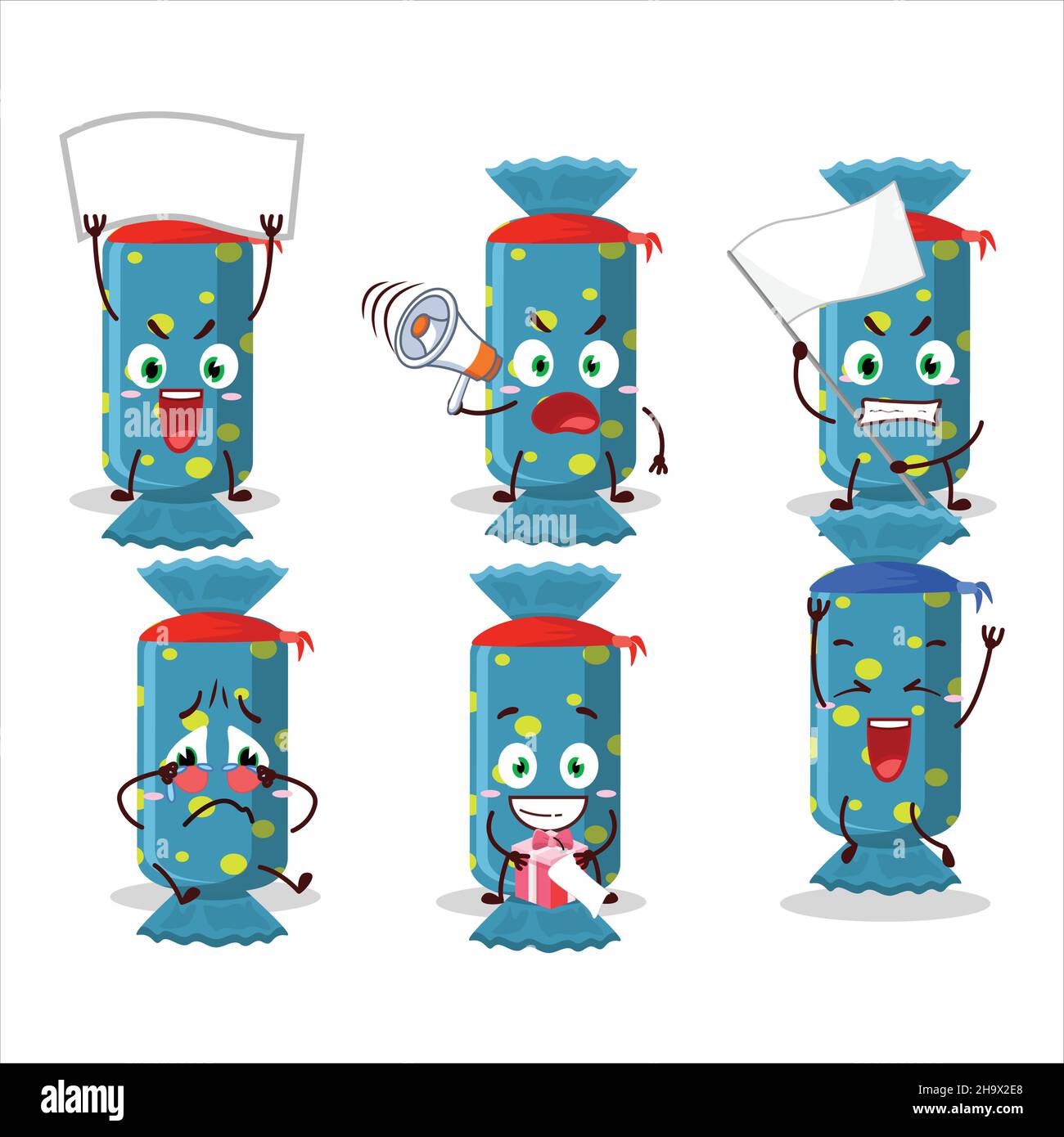 Mascot design style of blue long candy package character as an ...