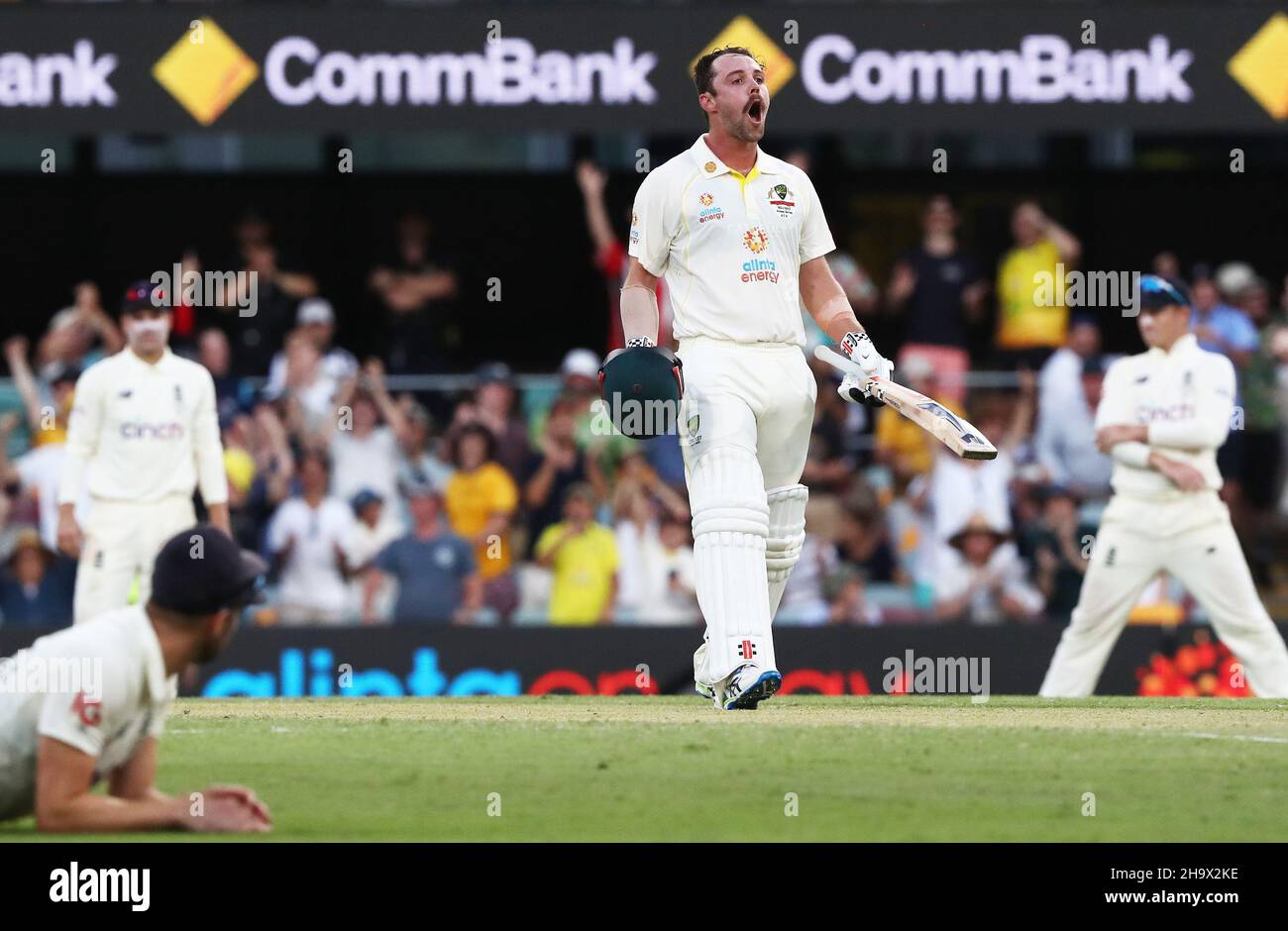 Australia's Travis Head celebrates his century during day two of the ...