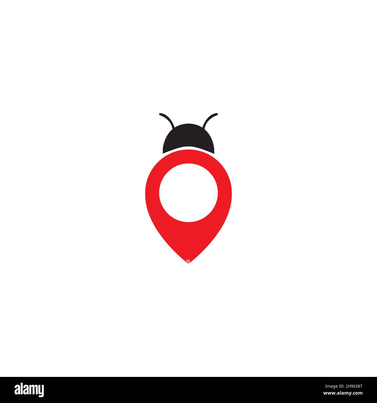 pin map location with lady bug insect logo symbol icon vector graphic ...