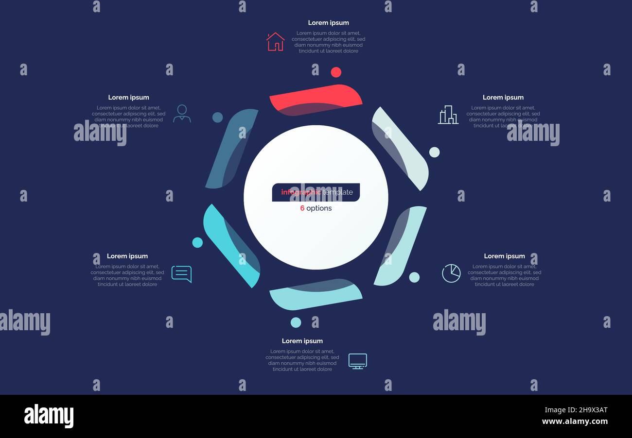 Six option circle infographic design template. Vector illustration ... Six option circle infographic design template. Vector illustration ...