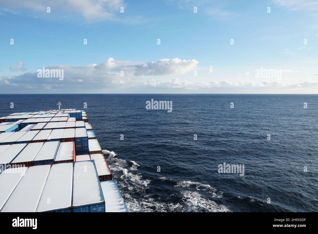 View form the wing of navigational bridge of merchant vessel on ...