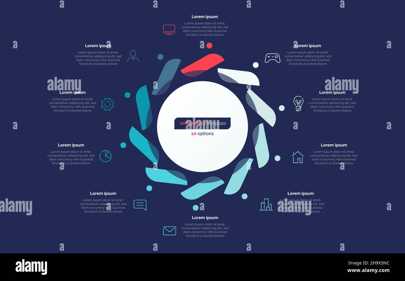 Ten option circle infographic design template. Vector illustration ...