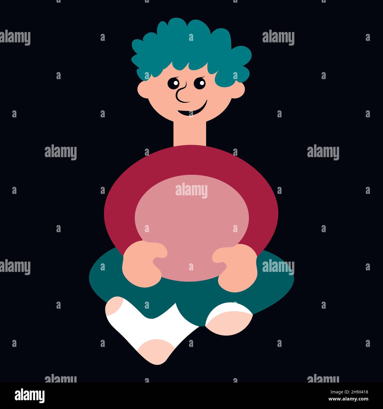 Illustration on a square background - a man sitting cross his legs - a ...