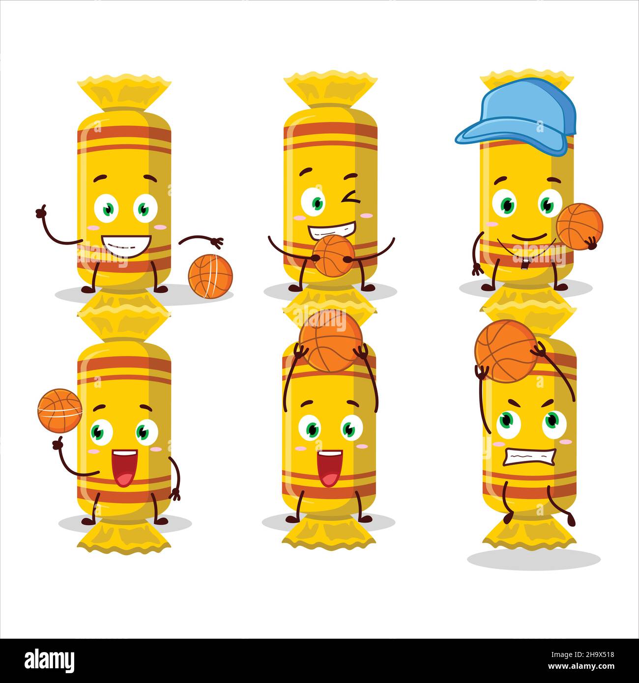 Talented Yellow Long Candy Package Cartoon Character As A Basketball