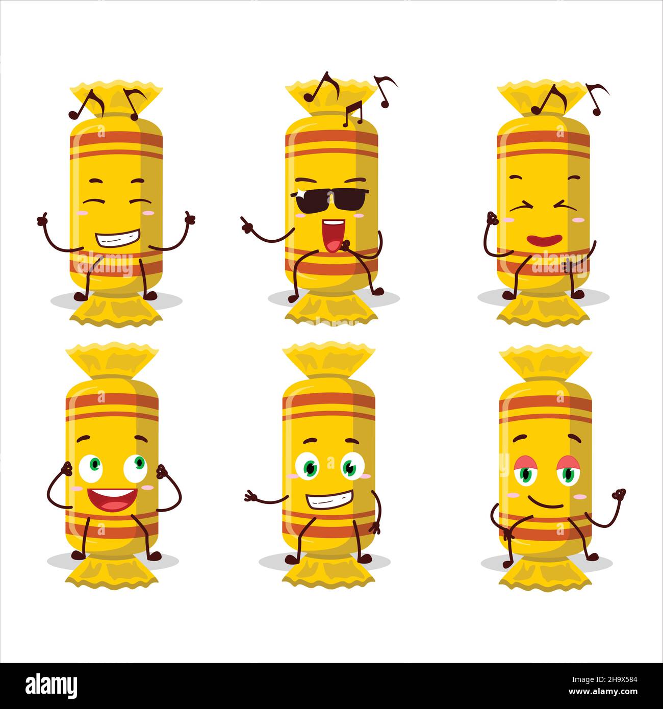 An image of yellow long candy package dancer cartoon character enjoying ...