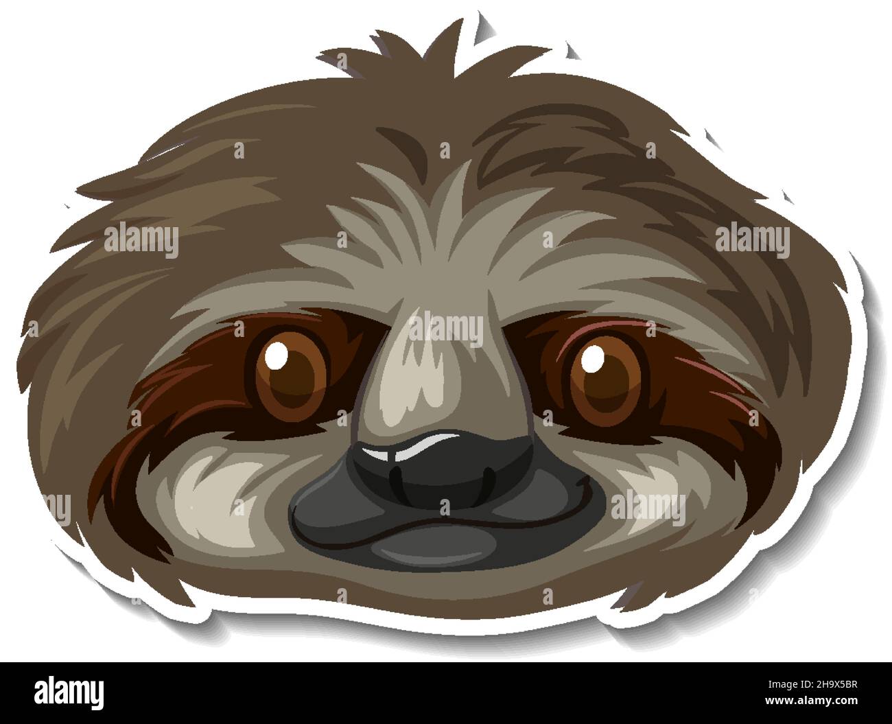 Head of Sloth animal cartoon sticker illustration Stock Vector Image ...