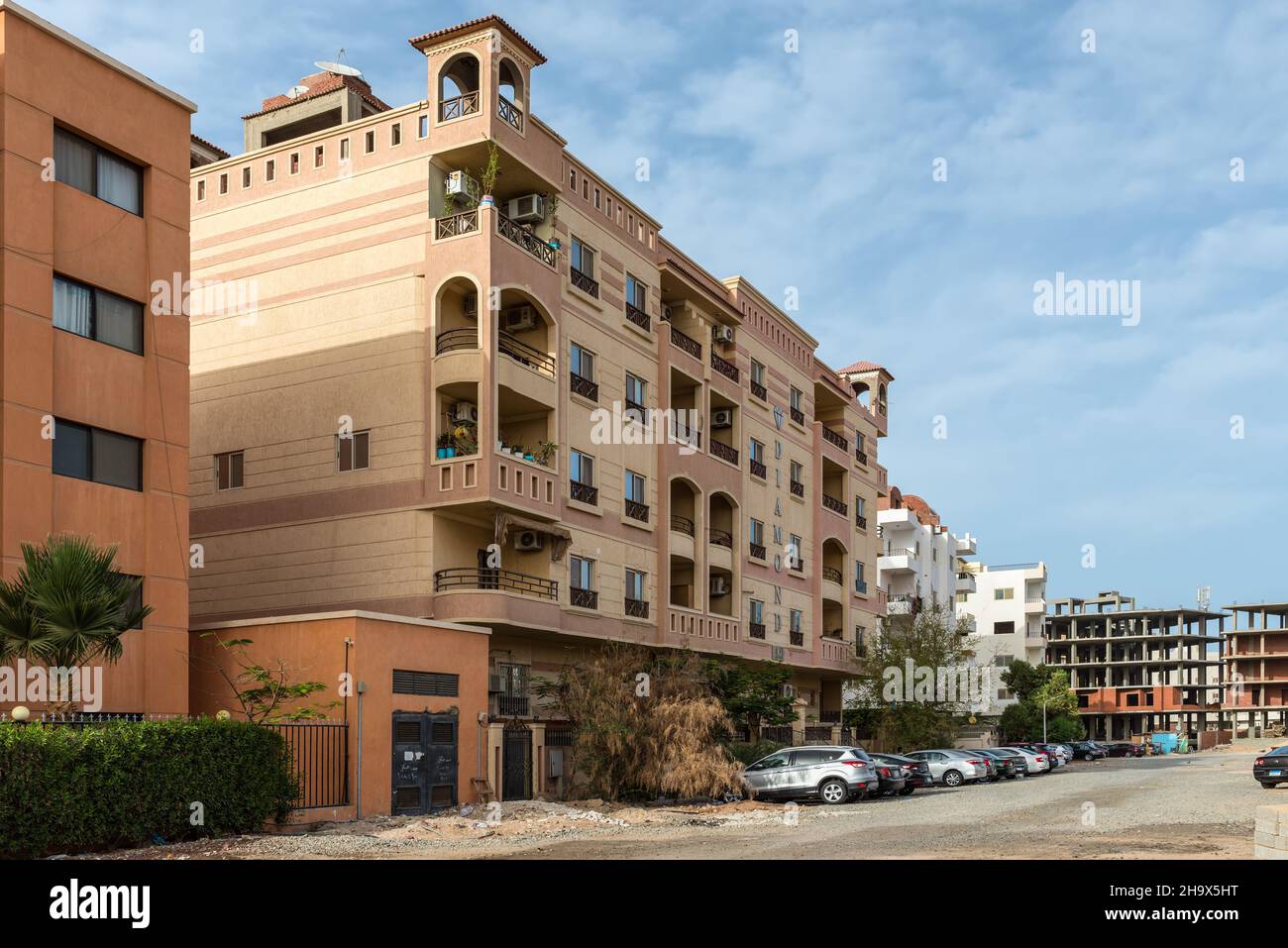 Hurghada, Egypt - May 31, 2021: Street view of Hurghada with parked ...