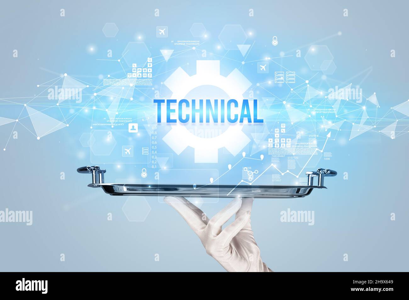 Waiter serving new technology concept Stock Photo - Alamy